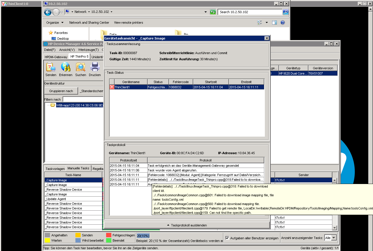 Update Agent fails, Deploy Image fails : Error Code 1068032 - HP ...