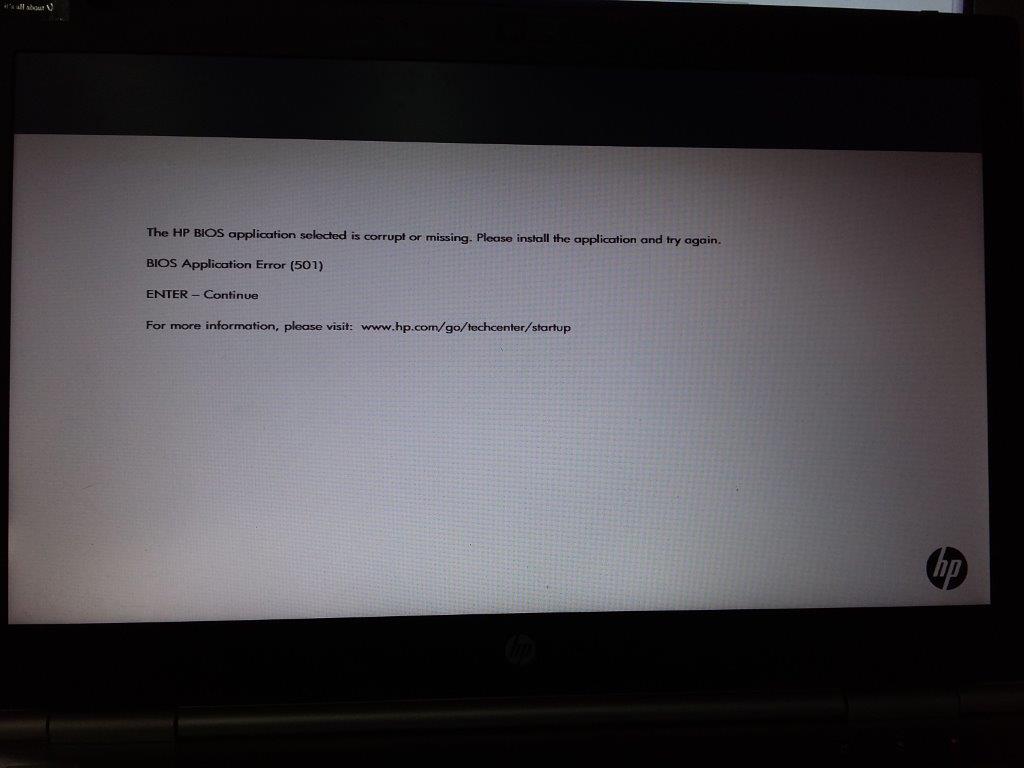 Solved: BIOS Applicaion Error(501) Missing or Currept - HP Support ... Solved: BIOS Applicaion Error(501) Missing or Currept - HP Support ...