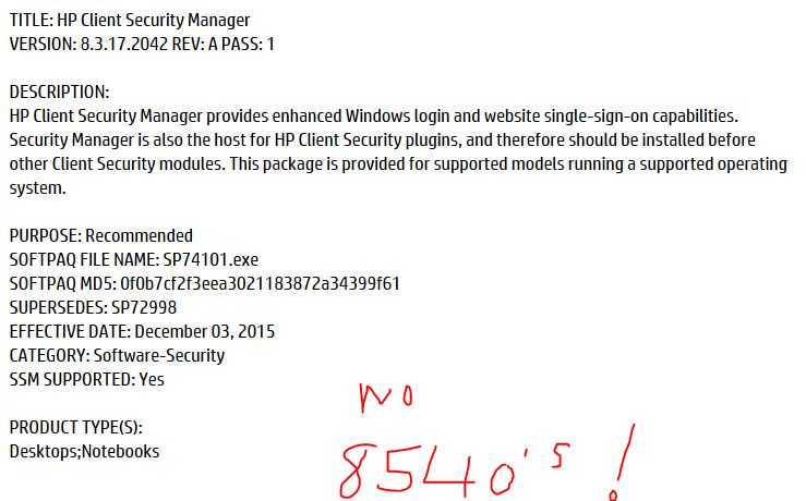 Hp ProtectTools Security Manager compatibility with Windows ... - HP ...
