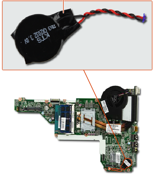 replace CMOS battery, do not see it, after taken back panel ... - HP ...