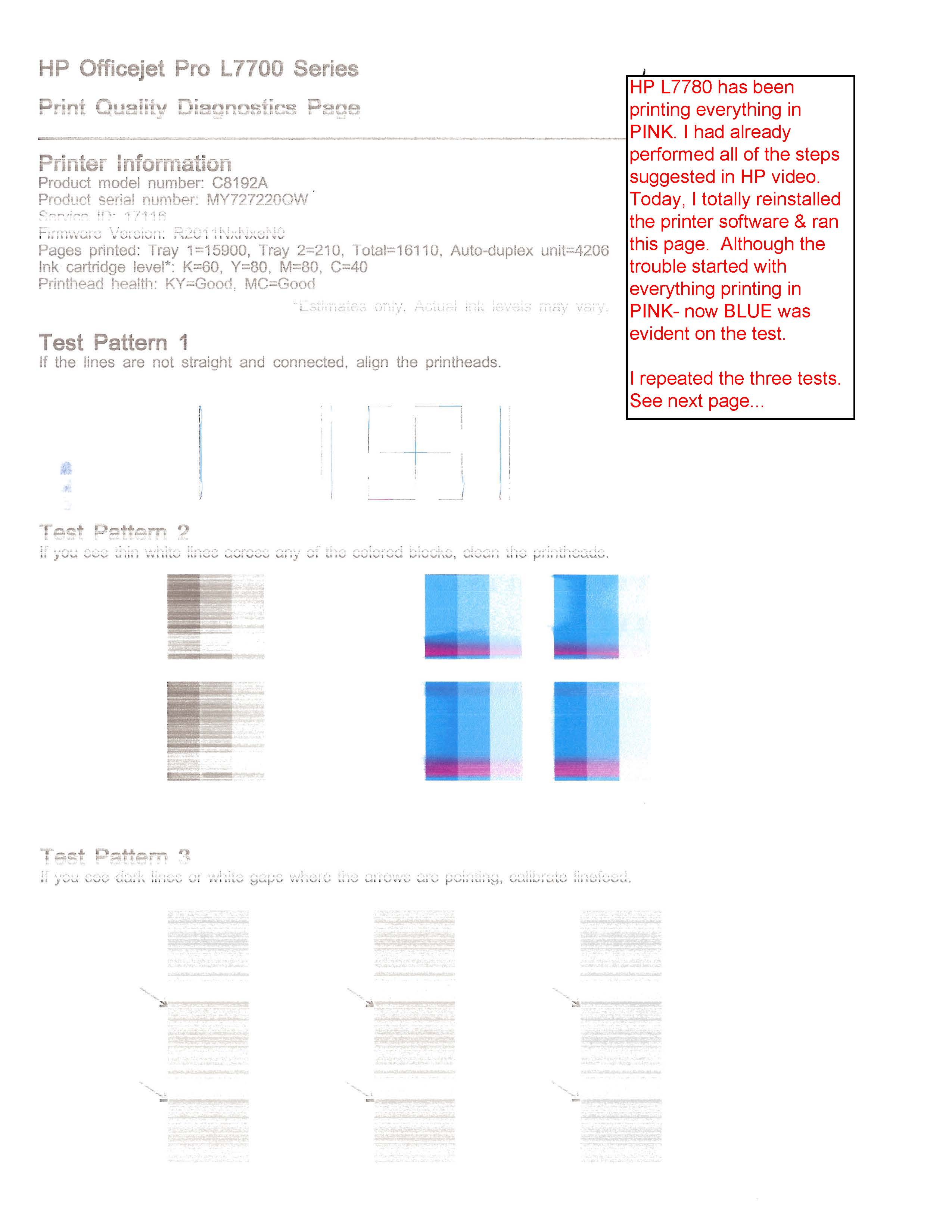 Accuracy of Printhead Health status from Print Quality Test - HP ...