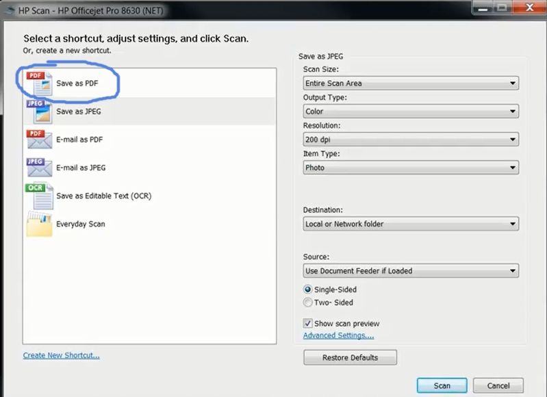 how to make my hp 7520 scan in pdf - HP Support Community - 6078442