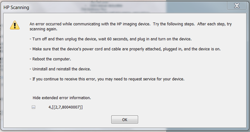 HP Scanning Error - HP Support Community - 6080018
