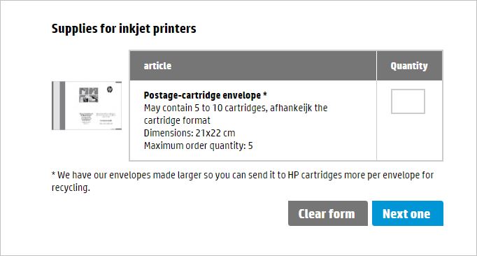 ordering return envelopes inkt cartridges for recycling - HP Support ...