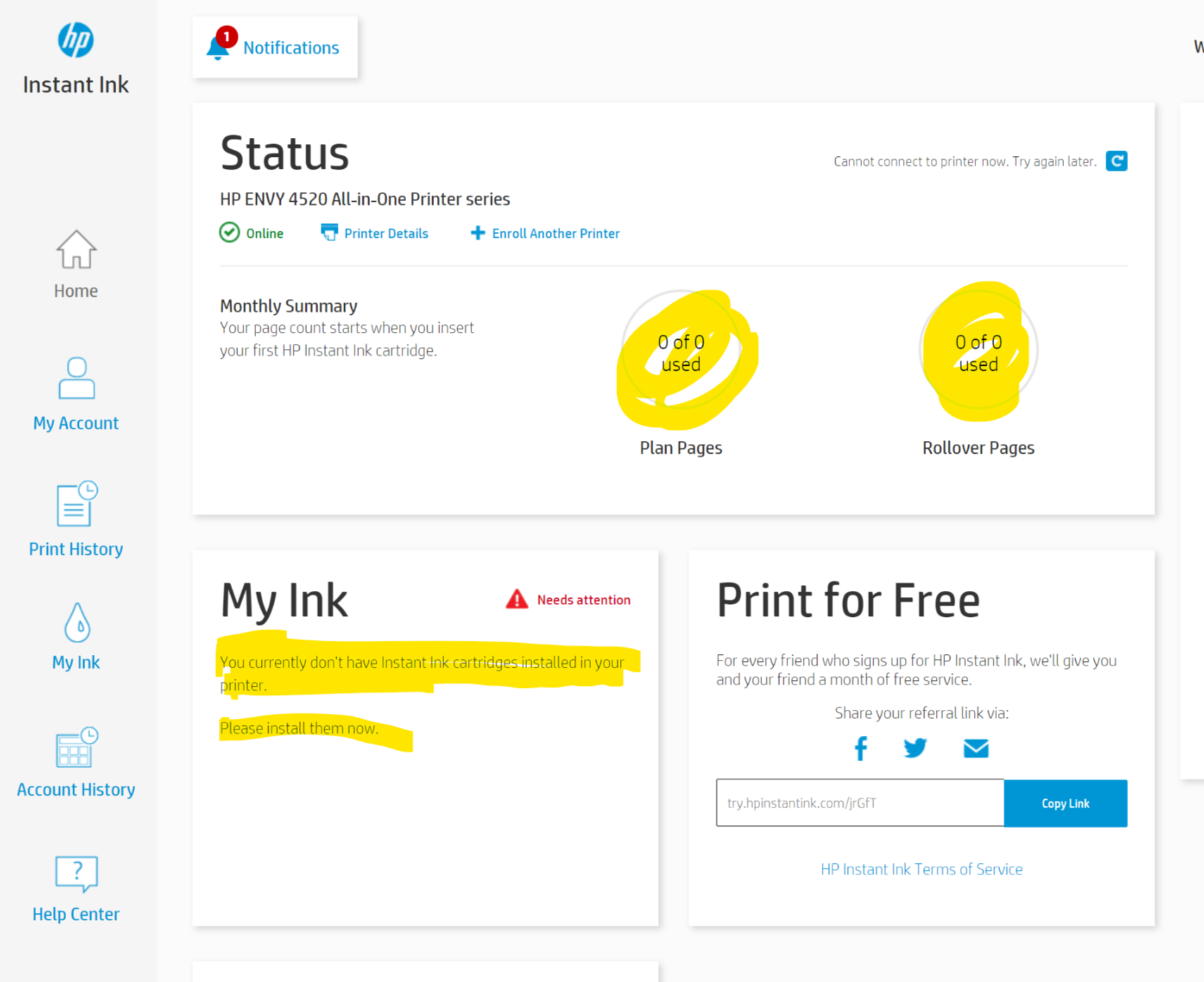 Solved: Non Instant Ink Cartridge Installed??????? - HP Support ...