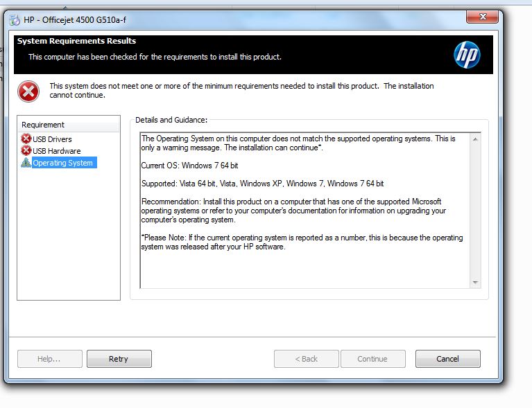 Issue is trying to install HP Office-jet 4500 G510a-f softwa... - HP ...