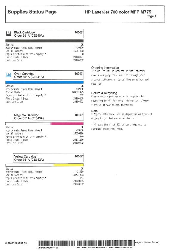 M775 not printing all colors after FutureSmart 4 update - HP Support ...