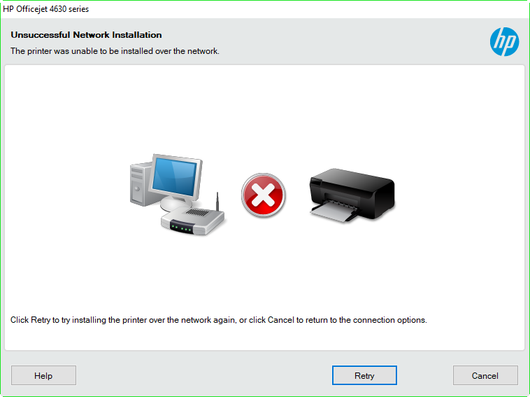 Solved: The Printer was unable to be installed over the network - HP ...
