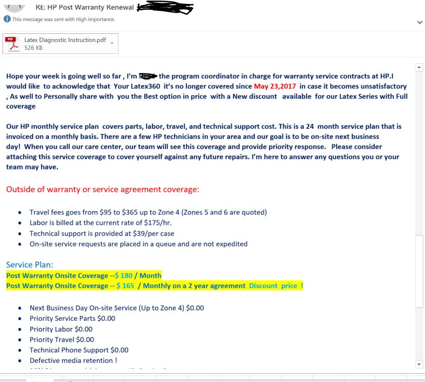 Possible Email Scam? - HP Support Community - 6640849