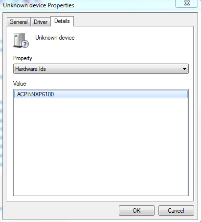 Missing Driver / Other Devices / Device Manager / ACPI\NXP61... - HP ...