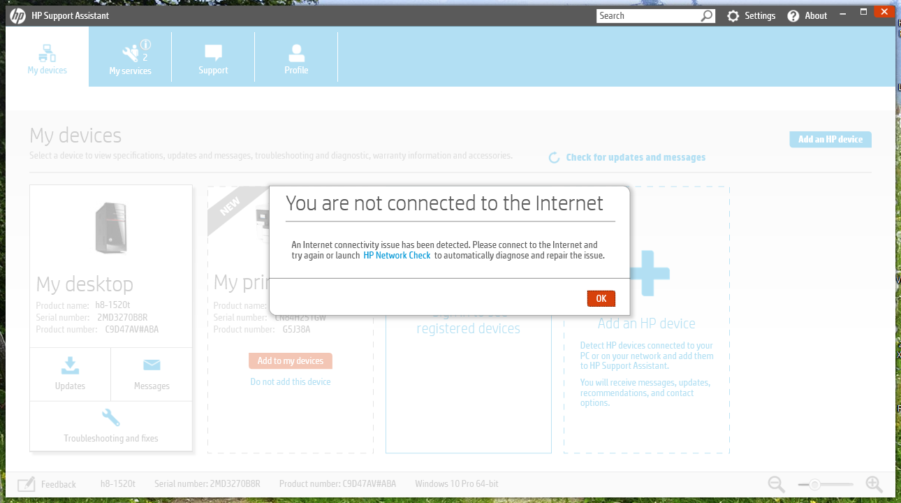 HP Support assistant fails with internet connection - HP Support ...