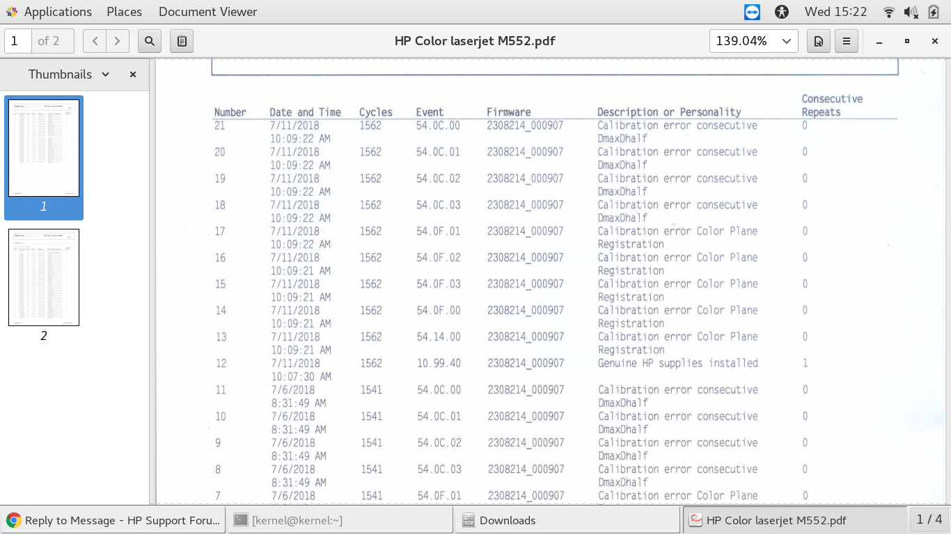 Solved: After 400 pages prints, HP Color LaserJet M552 prints unclea ...