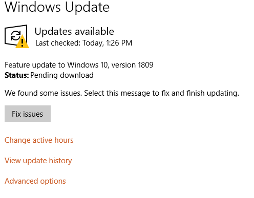Solved: Windows 10 version 1809 update fails saying "We couldn't upd ...