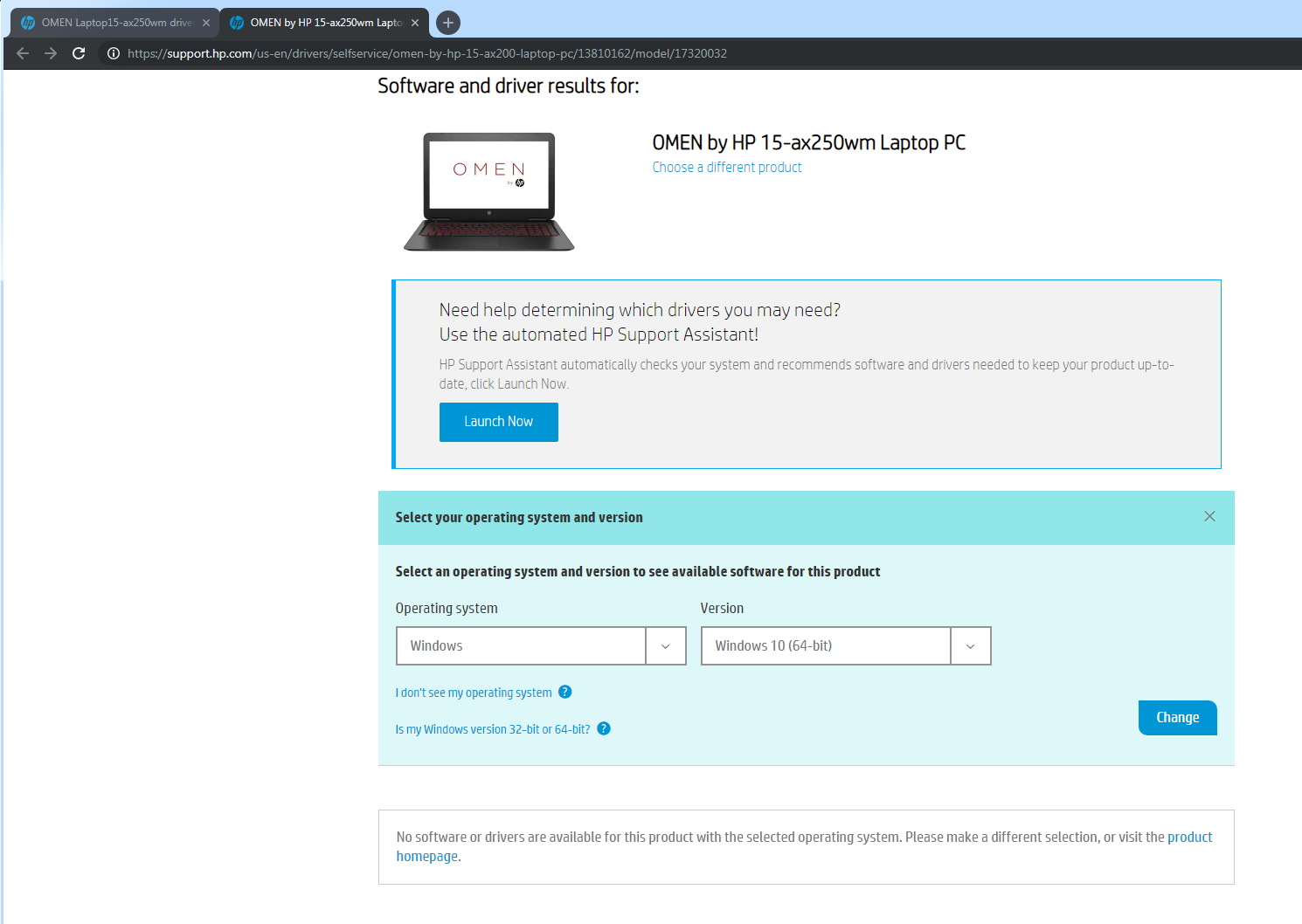 Solved: OMEN Laptop15-ax250wm drivers unavailable - HP Support ...