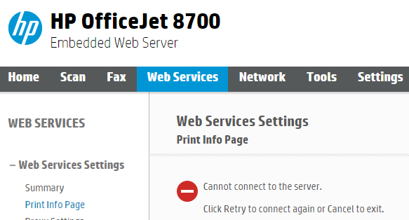 HP Connected, Instant Ink and Web Services Not Working - HP Support ...