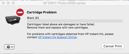 Solved: Instant Ink - Cartridge failure - HP Support Community - 6873720