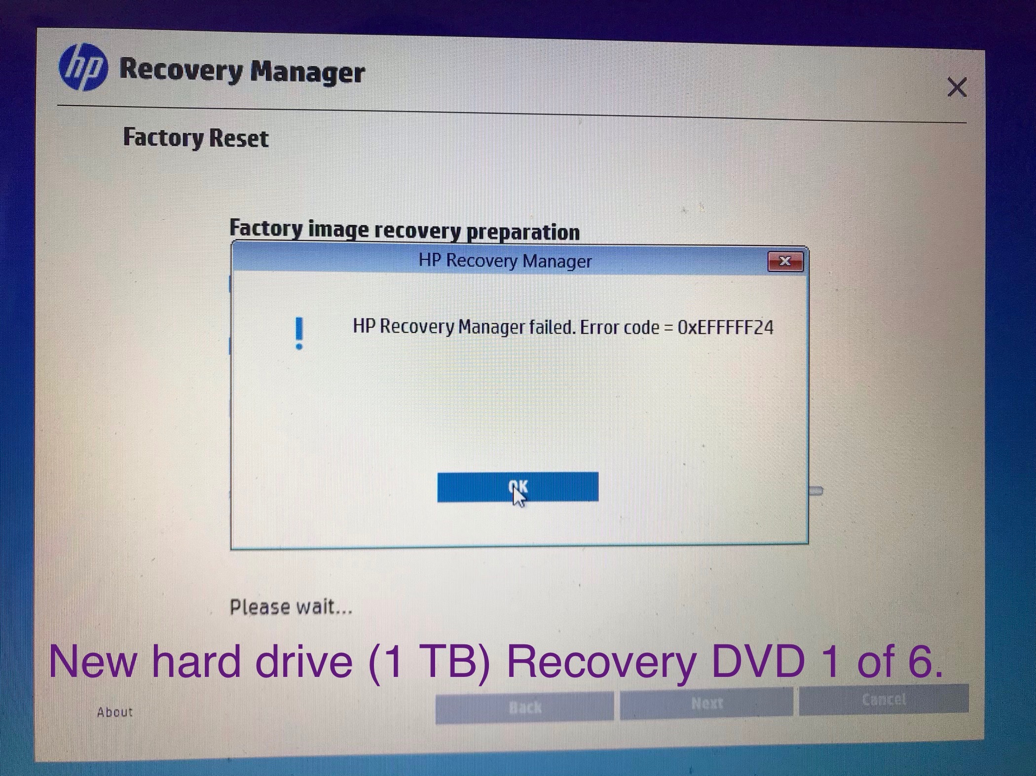 Re: hard disk test, failure ID number reflects UOEKM3-7PA99B... - HP ...
