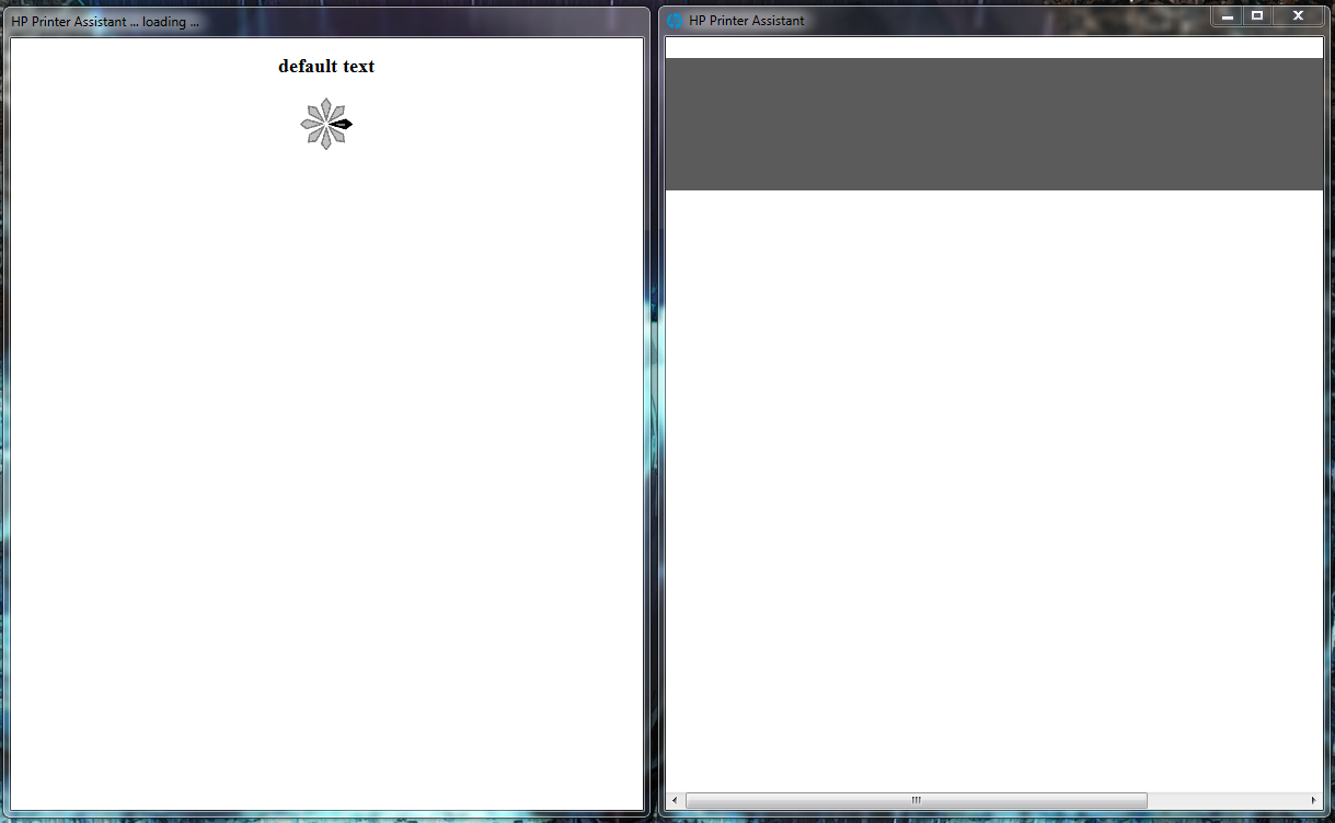 Hp printer assistant.. loading.. default text.. Won't open!! - HP ...