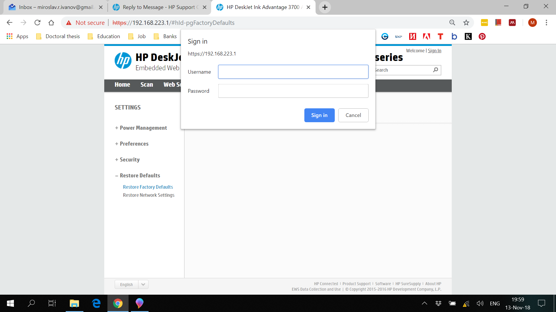 Reset Admin Password on HP Deskjet 3787 - Page 2 - HP Support Community ...