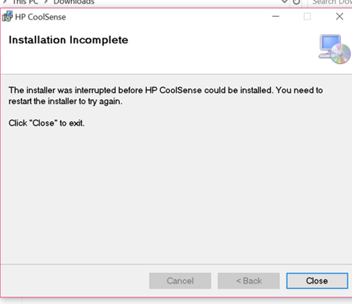 Unable to install the HP Coolsense - HP Support Community - 6918837