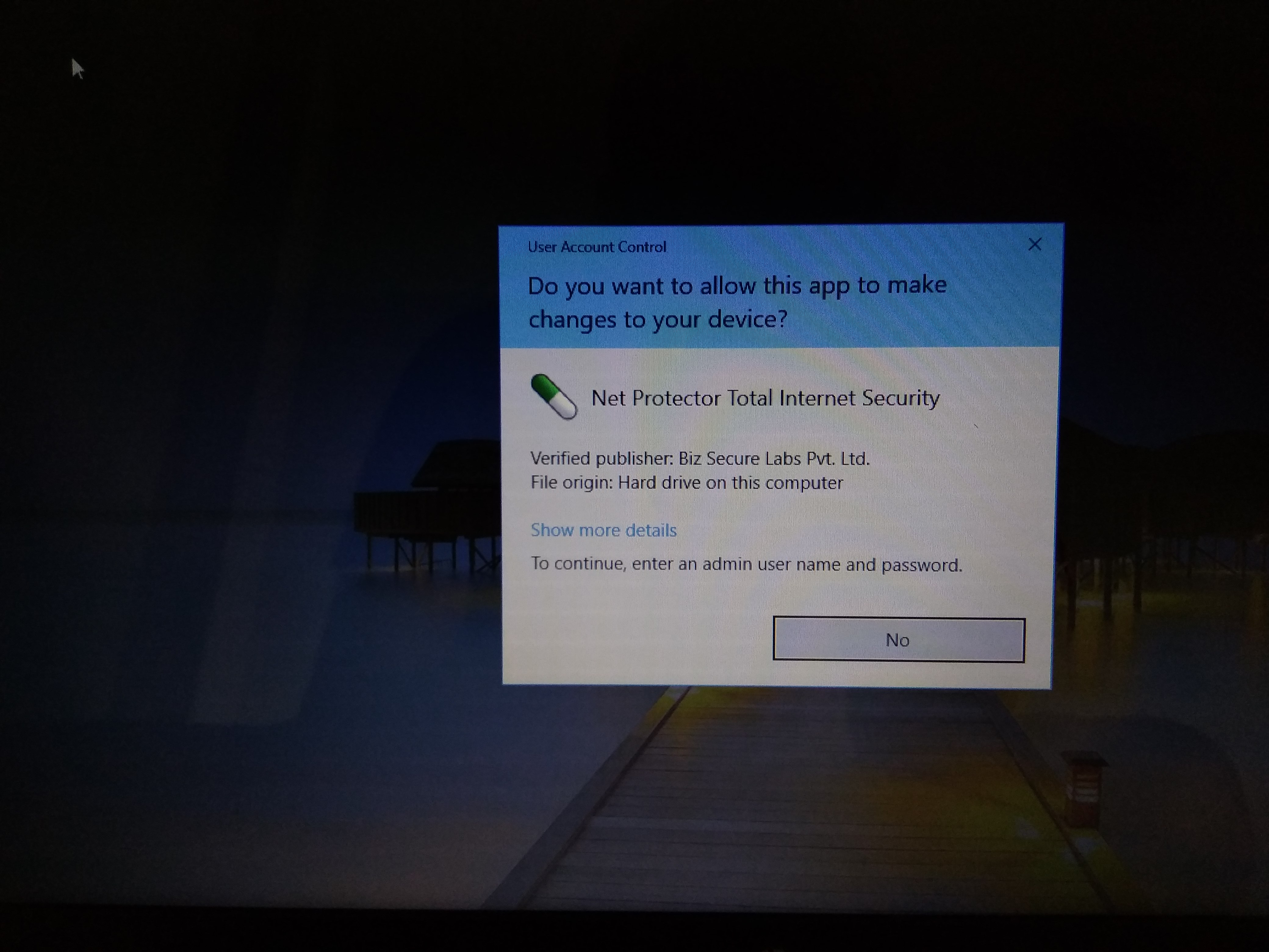 My pc's UAC window do not showing yes as a option to run any... - HP ...