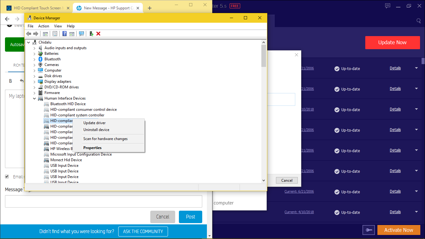 Solved: My laptop screen touch isnt working but the driver is instal ...