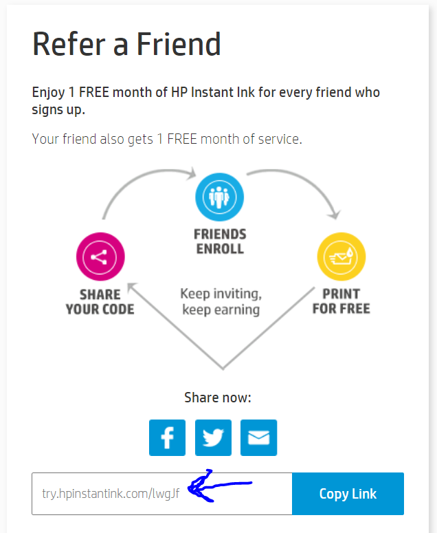 Solved: HP instant ink referrals and promo codes - HP Support Community ...