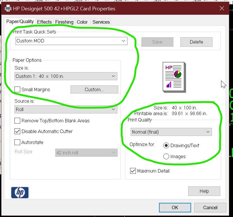 Custom Setting not appearing in Print Setup - HP Support Community ...