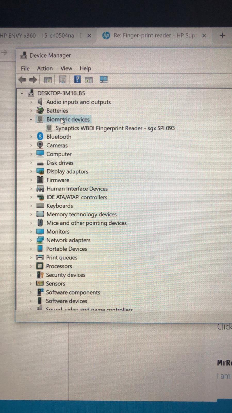 Finger-print reader - HP Support Community - 7005481