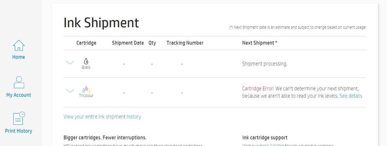 Solved: Hp instant ink free plan first shipment - HP Support Community ...