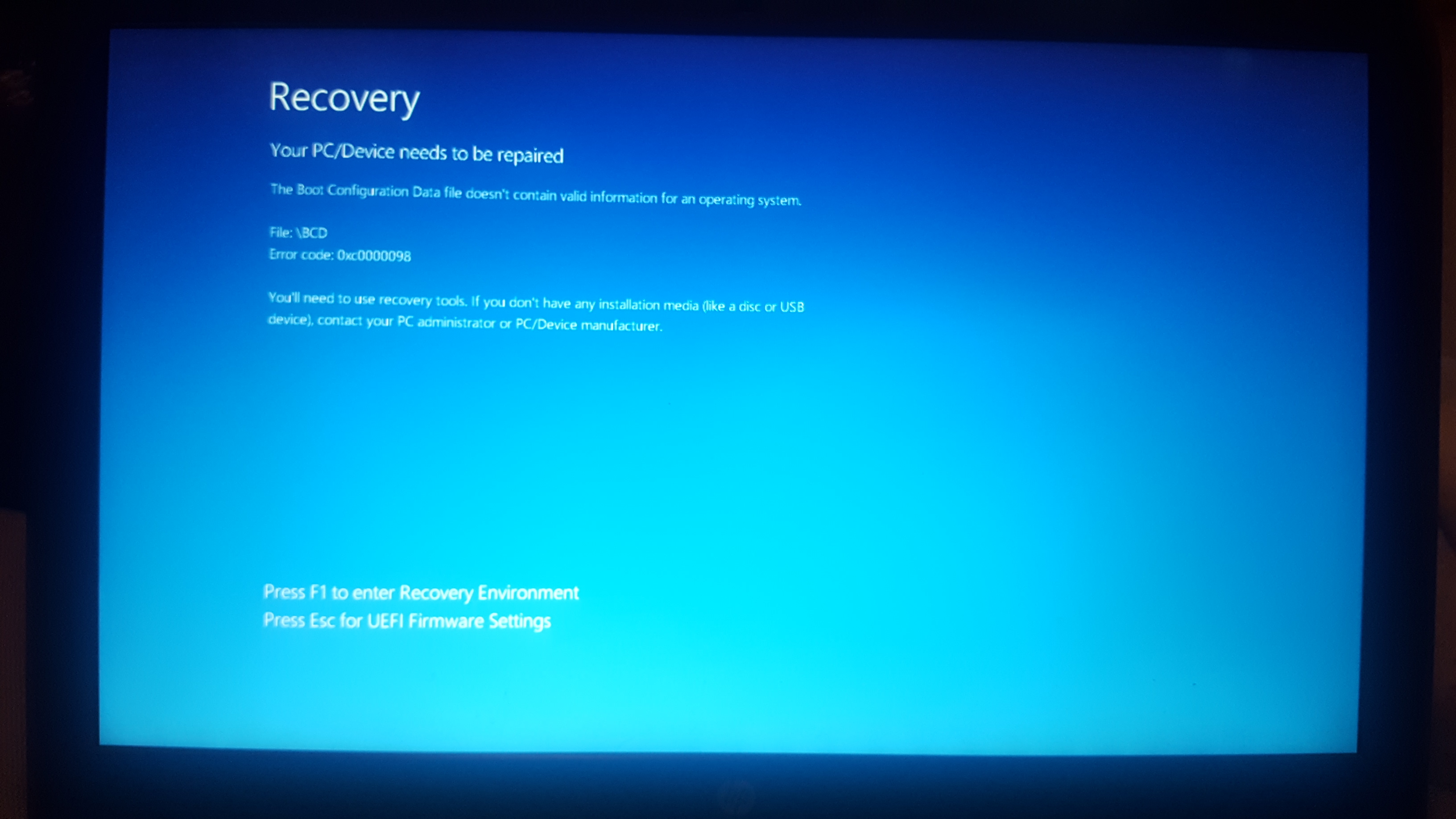 Unable to system recover - HP Support Community - 7038814