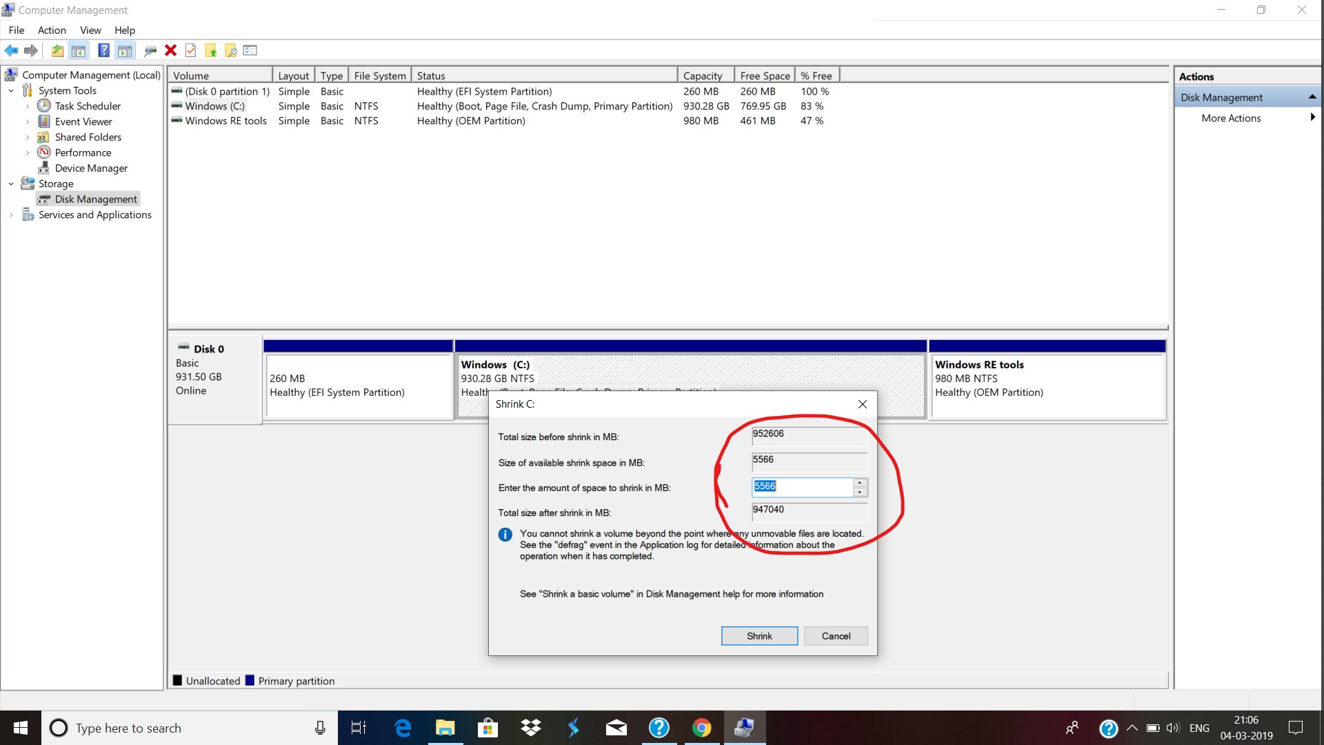 i cand able to partition my hard drive more than 5gb, cant a... - HP ...