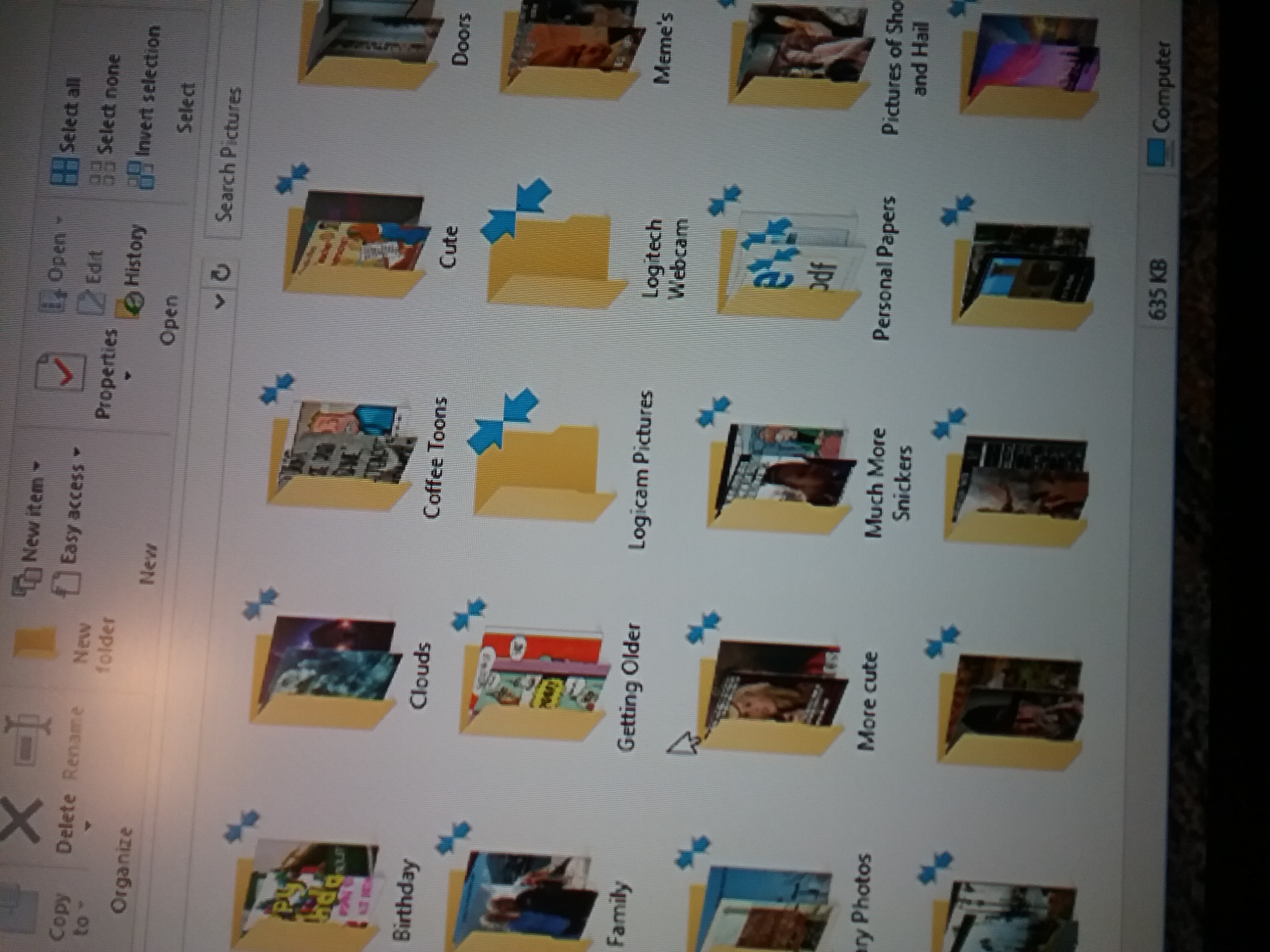 I have blue arrows on the upper right of all my files and pi... - HP ...