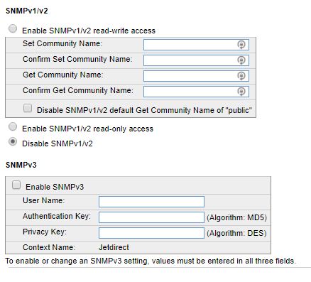 Disable or remove SNMPv1/2c authentication. Use SNMP version... - HP ...