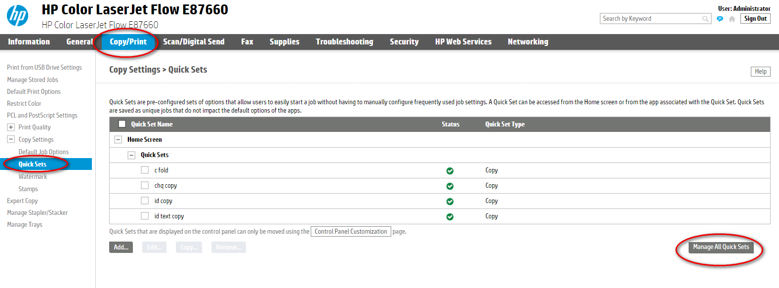 How to delete a Quickset from a HP Color LaserJet Managed MF... - HP ...