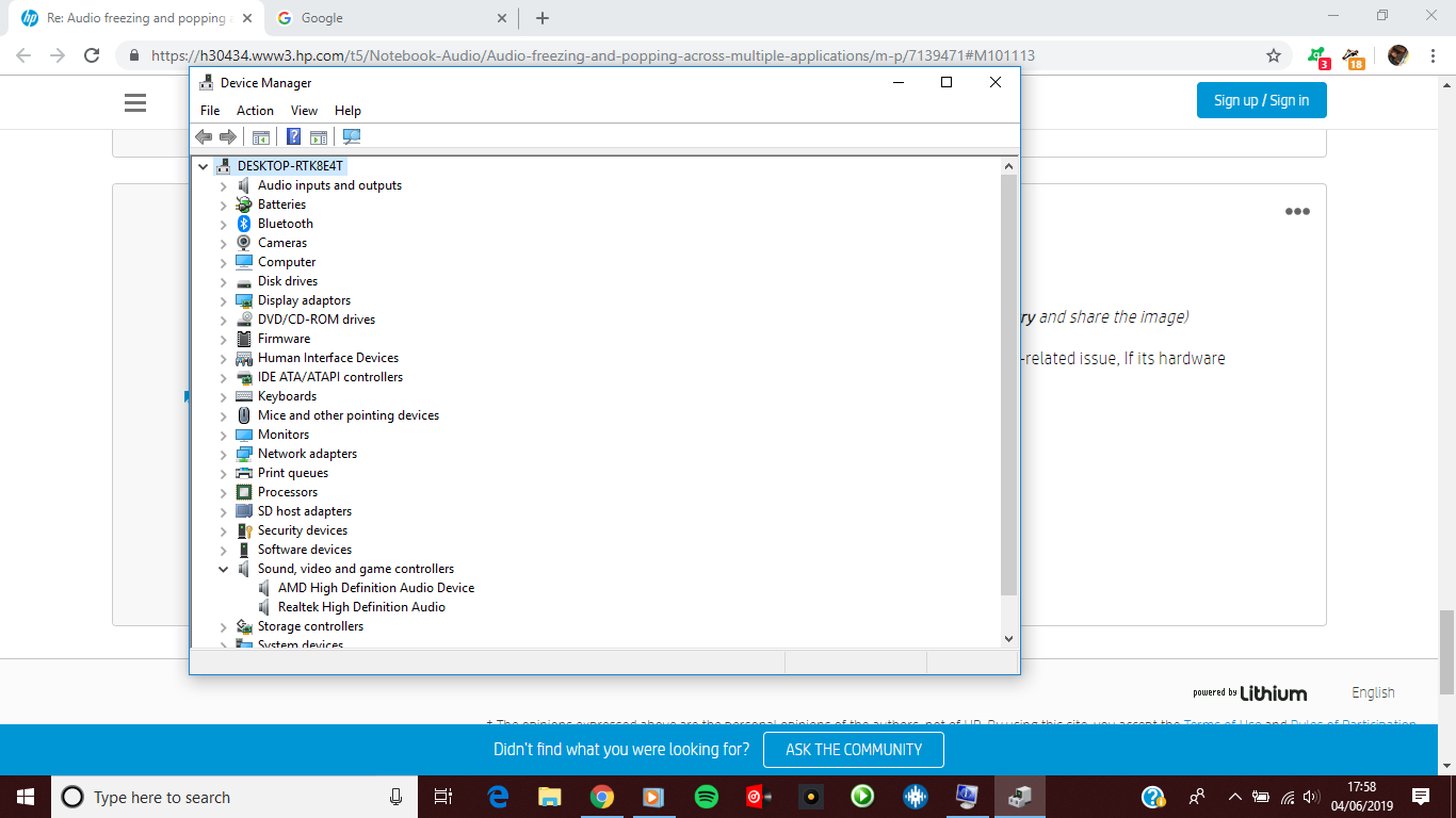 Audio freezing and popping across multiple applications - HP Support ...