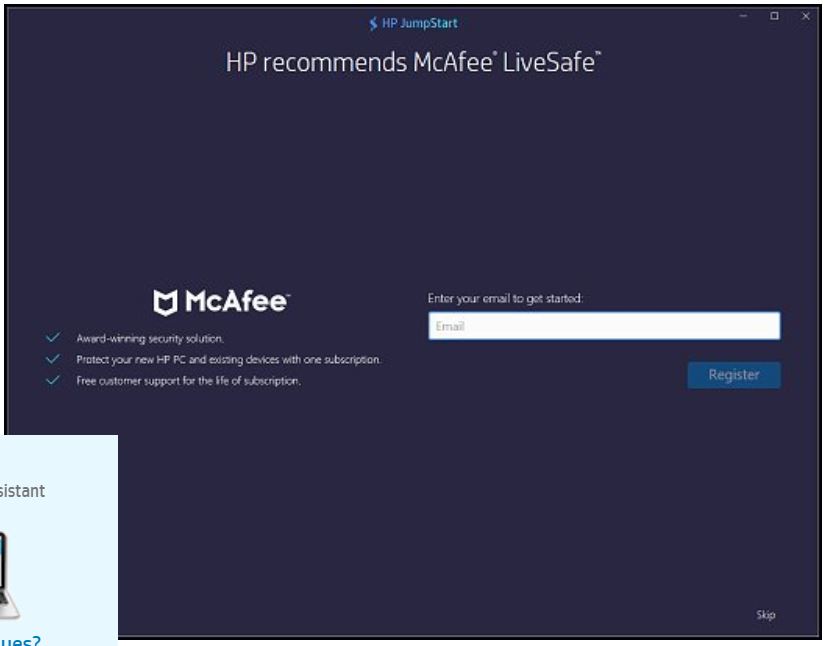 HP Jumpstart no registration - HP Support Community - 7150306