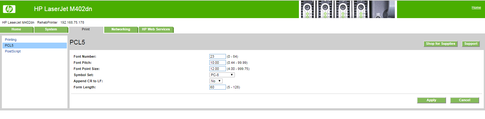 Solved: How do you change the PCL setting on a laserjet pro M402dw v ...