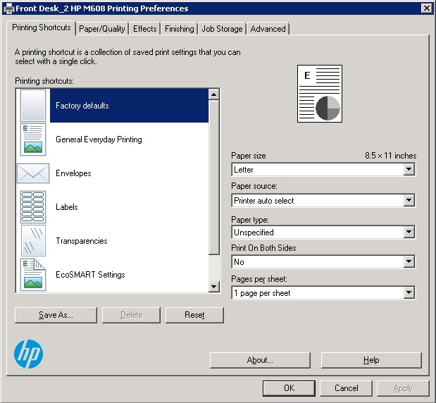LJ M608 Custom Page configuration - HP Support Community - 7175527