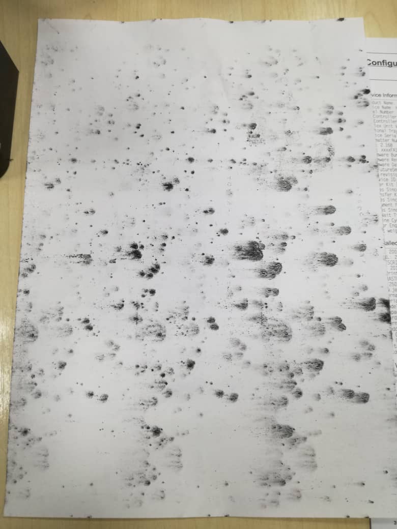 Printing splash/dot marks on extra paper - HP Support Community - 7189489