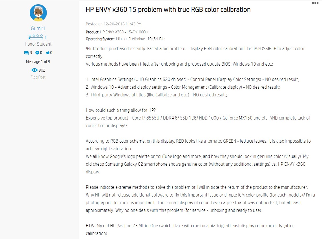 RGB color calibration - HP Support Community - 7239746