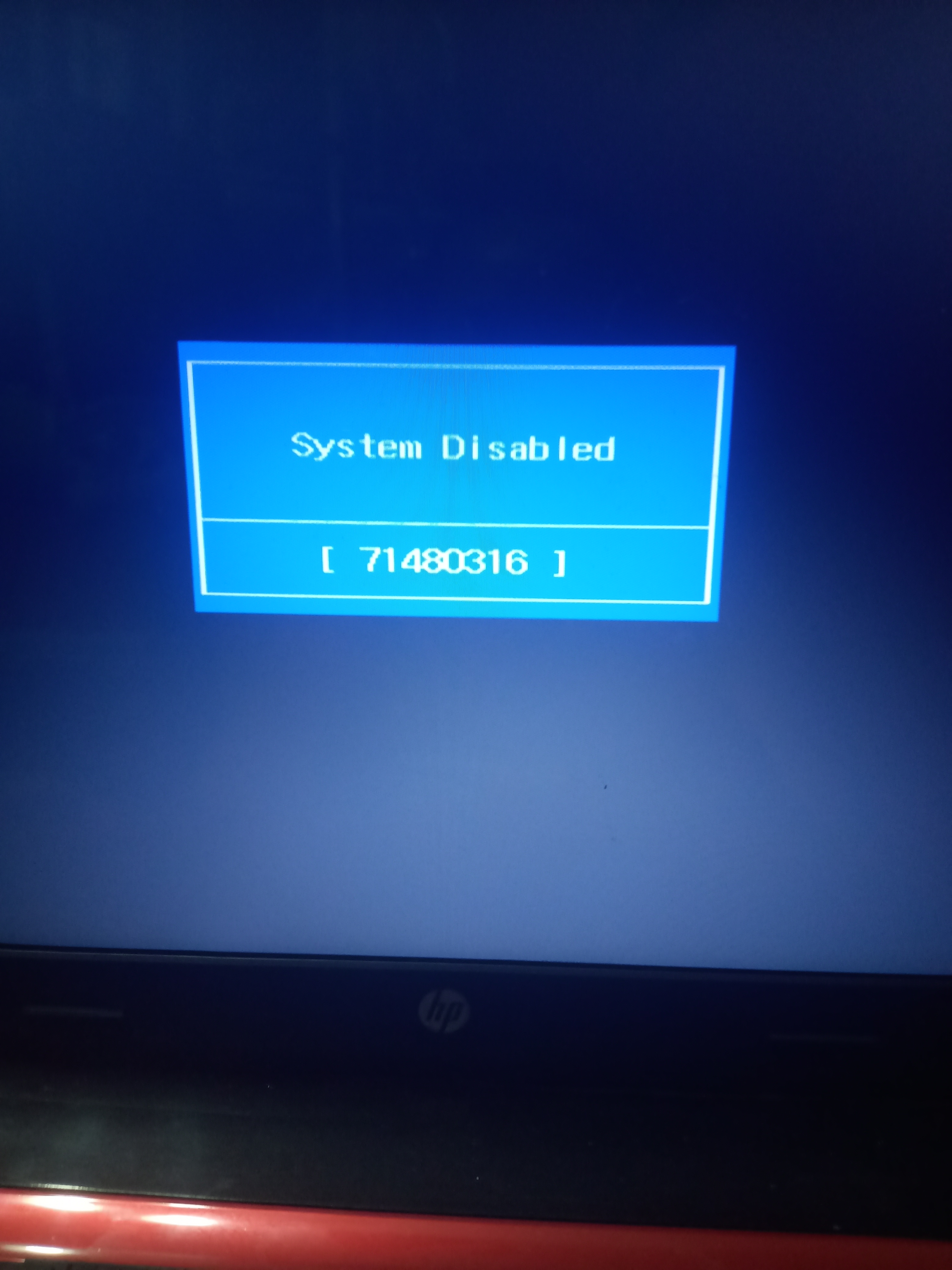 System disabled - HP Support Community - 7241143
