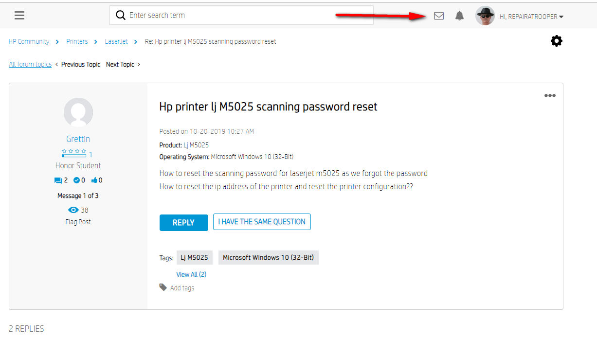 Hp printer lj M5025 scanning password reset - HP Support Community ...