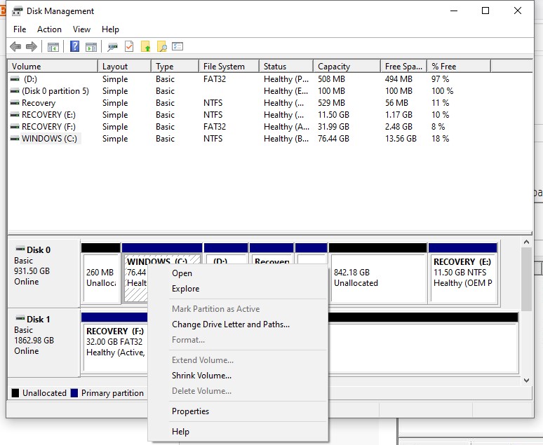 Lost Disk Space - HP Support Community - 7300412