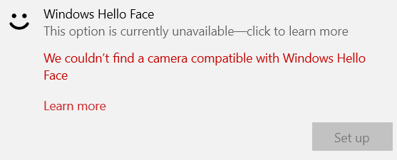 windows hello face is not working - HP Support Community - 7305403