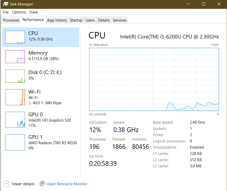CPU Stuck at 0.38 Ghz - Windows 10 Pro November 2019 Update - HP ...