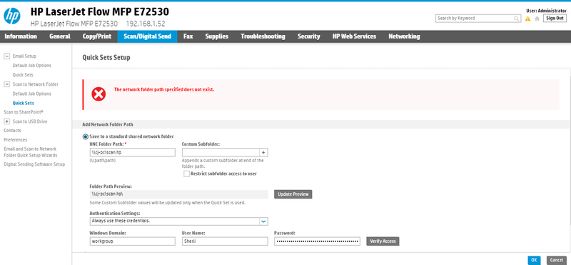 how to setting scan network folder on hp futuresmart 4 - HP Support Community - 7311804