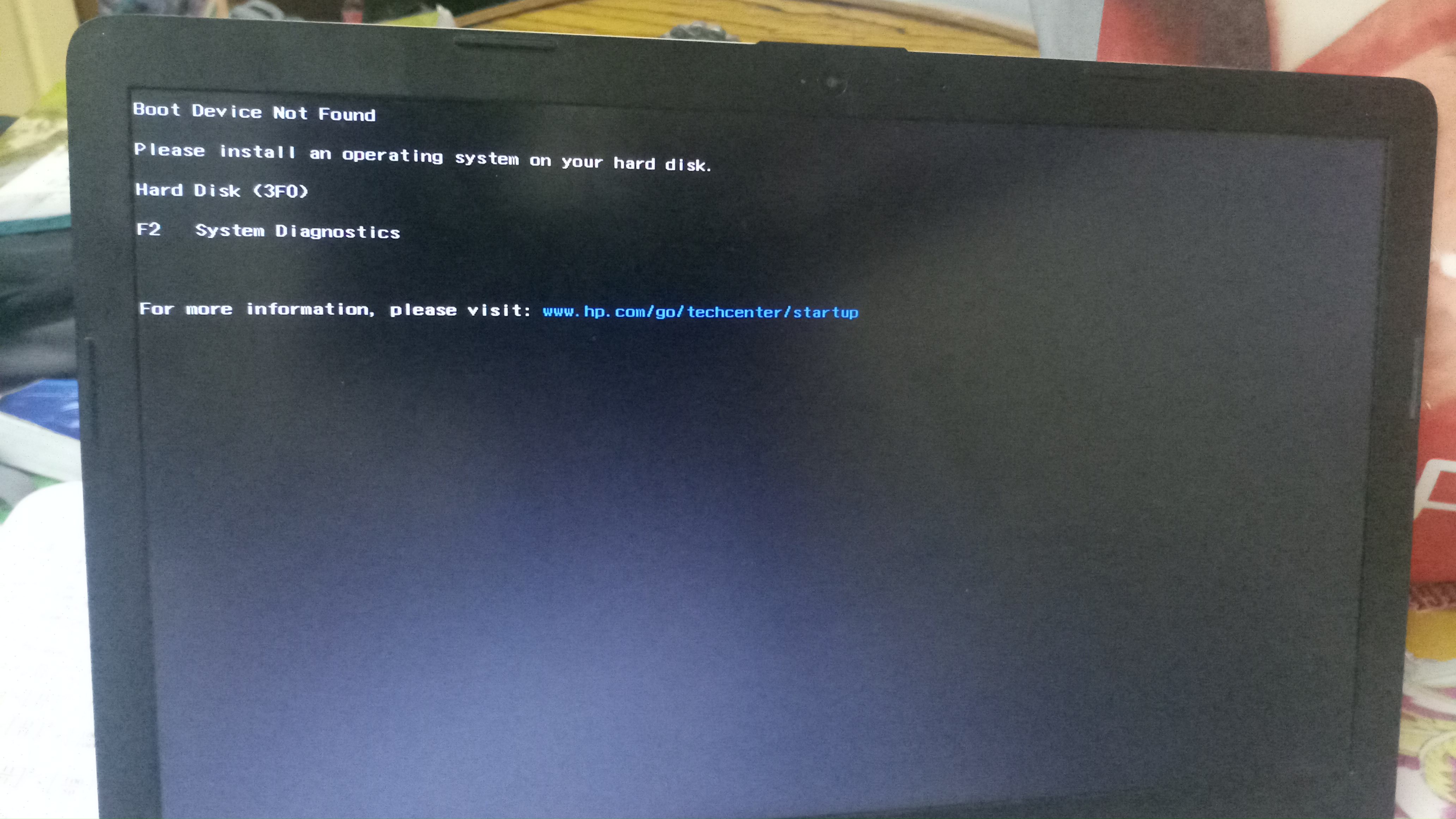 Boot device not found error - HP Support Community - 7312088