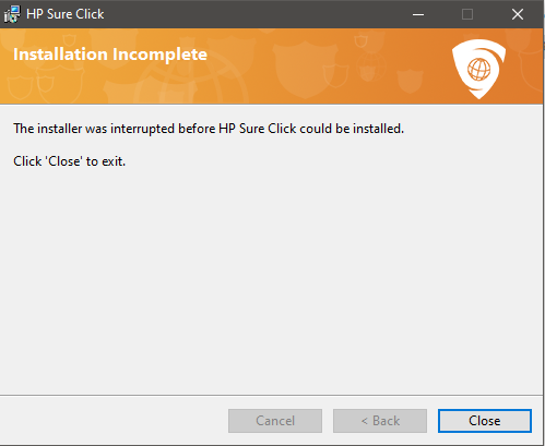 Solved: HP Sure click not executed and need update after windows 190 ...