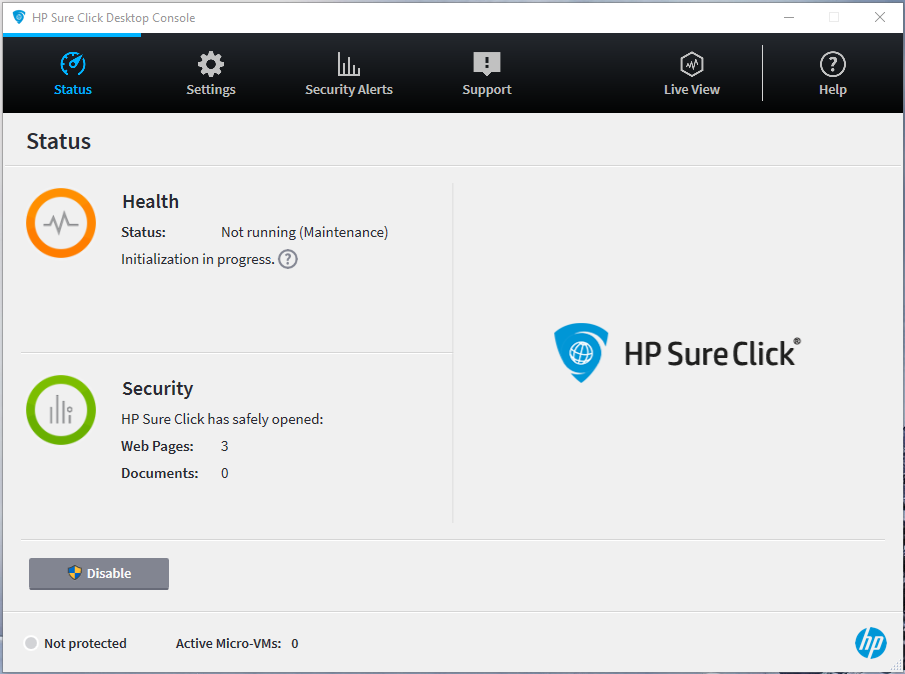Solved: HP Sure click not executed and need update after windows 190 ...